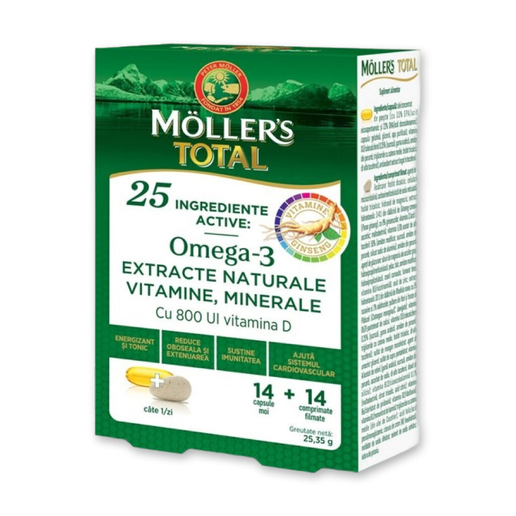 MOLLERS TOTAL OMEGA-3 КОМПЛЕКС (14 МЕКИ КАПСУЛИ + 14 ТАБЛЕТИ ...